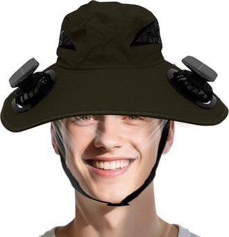 Generico Chapeau de ventilateur aliment&eacute; par &eacute;nergie solaire, chapeau de p&ecirc;che UPF50 en plein air - protection solaire portable respirant unisexe pour voyage s