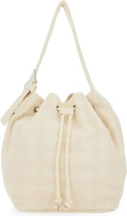 Tory Burch Womens Oversized T Monogram Bucket Bag Ivory Cotton Polyamide Elastan Handbags Hand
