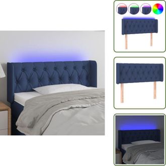 vidaXL Led Kopfteil Blau 103x16x78/88 cm Stoff - led Kopfteil - Bett-Kopfteil - Kopfteil Blau - Kopfteil Stoff - Beleuchtung F&uuml;rs Bett