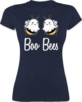 Shirtracer Shirt Damen - Halloween - Boo Bees Boobs - XL - Navy Blau - Funshirts halloweenshirt Haloween Outfits buh f&uuml;r Frauen t Halloween-t-Shirt halowen bee T