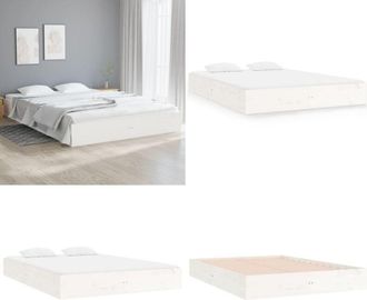 vidaXL Massivholzbett Weiß 120x200 cm - Holzbett - Massivholzbette - Kiefernbett - Weißes Bett - Doppelbett - Home & Living