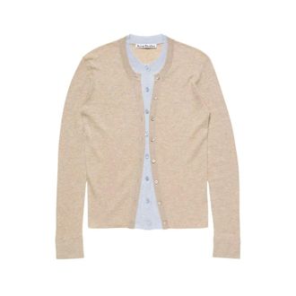 Acne Studios Cardigan en soie et laine superpos&eacute; - Femme - Pulls - Beige - Taille: 40 FR