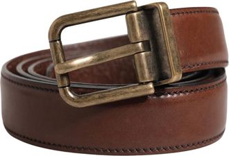 Dolce & Gabbana Homme, Accessoires, Brun, Taille: ONE Size Ceinture classique en cuir avec boucle en m&eacute;tal