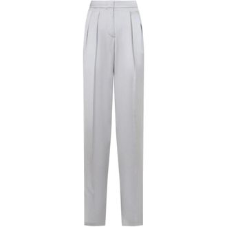Giorgio Armani Hoch sitzende Seidenhose in Grau - - Trousers - Damen - Wei&szlig; - XS