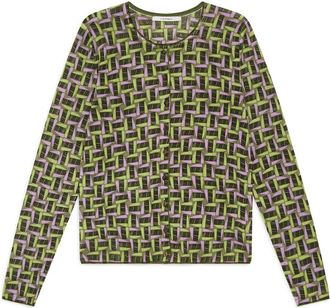 Maliparmi Maliparmi, Femme, Pulls, Vert, Taille: 40 FR Printed Knit Cardigan