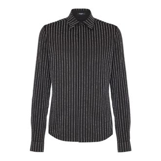 Balmain Baumwollhemd mit Kristallstreifen - - Shirts - Herren - Schwarzk - M