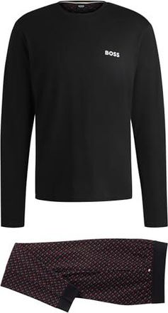 BOSS Hommes Relax Long Set Pyjama en Coton Interlock avec détails emblématiques