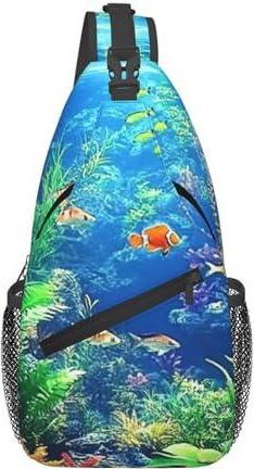Generic Sac &agrave; bandouli&egrave;re sir&egrave;ne, r&eacute;cifs coralliens, poissons et plantes, sac &agrave; bandouli&egrave;re de voyage pour homme, sac &agrave; dos de randonn&eacute;e