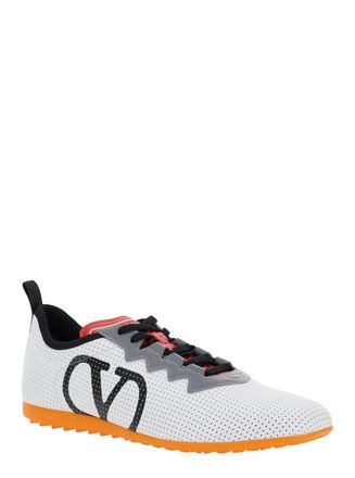 Valentino Garavani Mens White Sneakers With Asymmetric Toe And Vlogo Polyurethane Trainers
