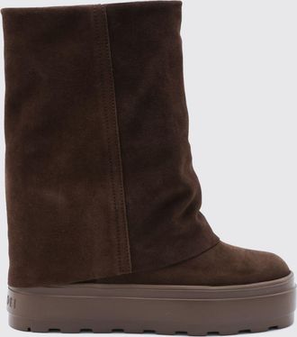 Casadei Bottes hautes en daim avec talon compens&eacute; haut