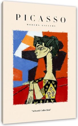 Pixxprint Picasso Art Collection - Abstraktes Gesicht als, Gr&ouml;&szlig;e: 100x70cm, Leinwandbild, fertig gespannt, Wandbild, Dekoration, Kunstdruck, kein Poster