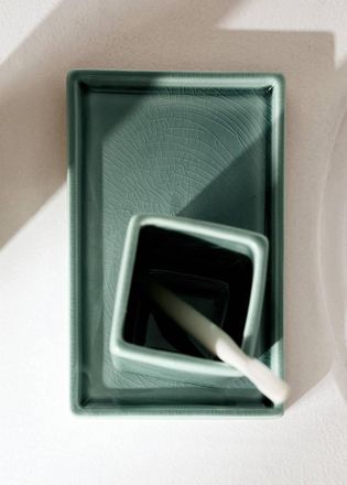 Mango Plateau de salle de bain en c&eacute;ramique craquel&eacute;e vert d&acute;eau - Home - Taille unique - MANGO HOME