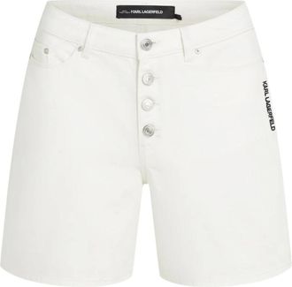 Karl Lagerfeld Femme, Shorts, Blanc, Taille: W26 Karlito Embroidered Pocket Shorts