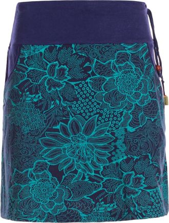 vishes kurzer Damenrock mit Blumen-Spitze in dunkelblau I Gr&ouml;&szlig;e 2XL (42-44) I Handgefertigt aus 100% Baumwolle I Rock mit Taschen I F&uuml;r warme & kalte Monate 