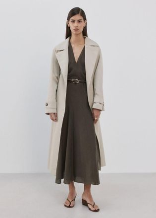 Mango Ausgestelltes Kleid mit Doppelg&uuml;rtel braun - Damen - XS - MANGO