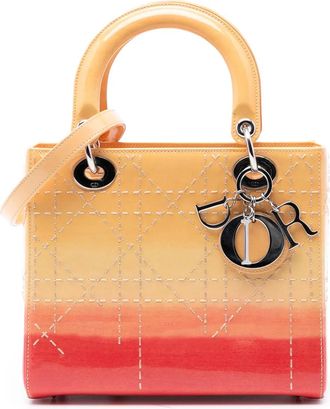 Dior 2015 Medium Ombre Patent Cannage Lady Dior satchel - Orange