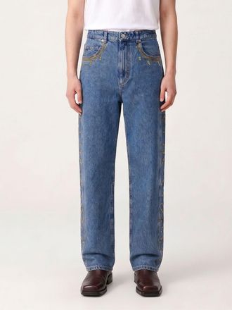 Isabel Marant Jean Jorian baggy &agrave; jambe large en denim avec broderies
