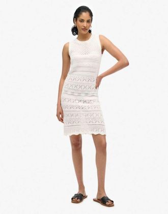 Superdry Minikleid in Wüstenknochen-Wollweiß