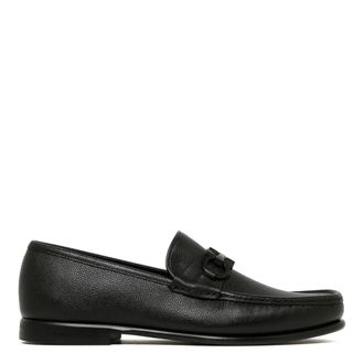 Ferragamo Schwarze Gancini Ornament Loafers - - Shoes - Herren - Schwarzk - 39 1/2 EU