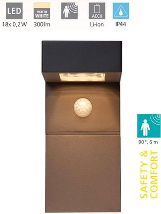 Eglo Lumi&egrave;re murale Baracconi Noir L: 9cm B: 20cm H: 20cm avec capteur Dimmable IP44