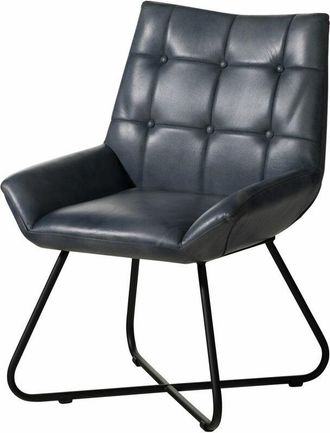 Massivmoebel24 Stuhl Echtleder 60x67x86 blau iron label 513