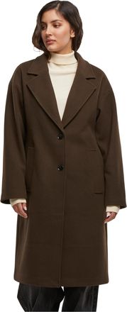 Urban Classics Damen Mantel Oversized Long Coat, knielanger Mantel mit Reverskragen, entspannte Passform und seitlichen Taschen, Größen XS - 5XL