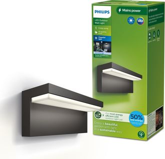 Philips Lighting Philips Outdoor Ultra-Efficient Bustan Wandleuchte 3,8W, 4000 Kelvin, IP44 wetterfest, anthrazit