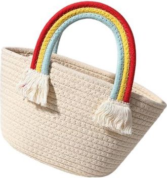 UPKOCH Sac Main Tiss&eacute; Corde de Coton Arc-ciel Panier de Rangement Boh&egrave;me pour Femme &Eacute;l&eacute;gant et Cr&eacute;atif