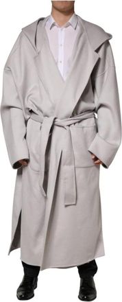 Dolce & Gabbana Homme, Manteaux, Blanc, Taille: L Belted Long Trench Coat