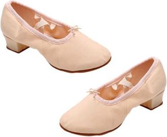 FOMIYES Chaussures de Danse pour Adultes Toile avec Semelle Souple et Talon Bas Légères et Confortables pour Yoga Ballet et Adaptées Aux Danseuses Recherchant