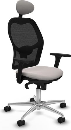 Piqueras y Crespo Wei&szlig;er Schreibtischstuhl mit 3D-Armlehnen, h&ouml;henverstellbarer Lendenwirbelst&uuml;tze und festem Kopfteil, ausgestattet mit 5 Positionen und injiziertem Sc