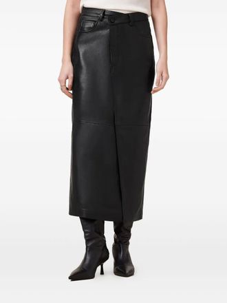 AllSaints jupe mi-longue Eden en cuir - Noir
