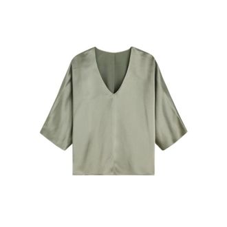 By Malene Birger Femme, Blouses et Chemises, Vert, Taille: 40 FR Lucia Satin Blouse