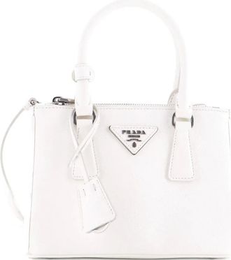 Prada Galleria Double Zip Tote Saffiano Leather Mini crossbody bag - Blanc