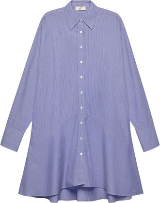 Bite Studios Femme, Robes, Bleu, Taille: 38 FR Robe Chemise Ray&eacute;e &agrave; Ourlet P&eacute;tales