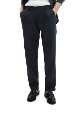 Marc O'Polo Leinenhose MARC OPOLO Osby jogger pleats, Herren, Gr. 36, L&auml;nge 32, schwarz navy, Web, Obermaterial: 100% Leinen, normal, Hosen