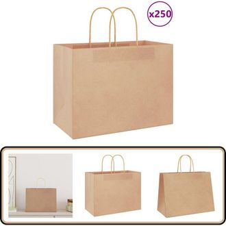vidaXL Vidaxl - Papiertragetaschen 250 Stk. mit Henkeln Braun 32x17x25 cm