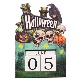 Generic Halloween-Countdown-Kalender - Holzblöcke, 2025-Anzeige | Verstellbarer Feiertags-Timer, tägliche Datumsdeko für Party-Tisch, Küchenregal, Geburtstags