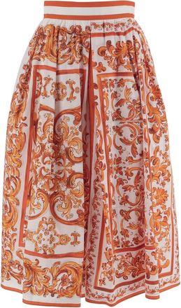 Dolce & Gabbana Femme, Jupes, Multicolore, Taille: 40 FR Jupe pliss&eacute;e imprim&eacute; Majolique