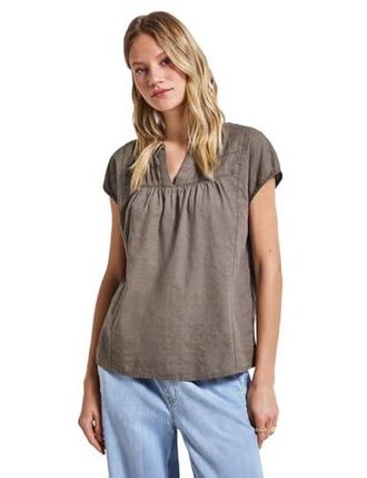 Street One A345803 Chemisier avec d&eacute;tails &agrave; Bande adh&eacute;sive, Beige fonc&eacute; Tumbled, 36 Femmes