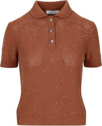 Gran Sasso Femme, Tops, Brun, Taille: 42 FR Sequins Knit Polo