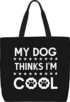 Generic Sac Fourre-Tout Mon Chien Pense Que Je Suis Cool Sac &Agrave; Provisions En Toile Lavables Pliable Sacs &Agrave; Main, Pour &Eacute;cole, Voyage, Burea, Shopping