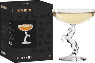 Ritzenhoff 9011001 Champagnerglas 200 ml, Serie Reitkristall - mit schlichtem, edlem Design und Stiel in Form eines steigenden Pferdes - Made in Germany