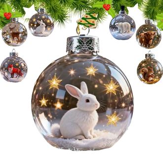 Generic Wildlife Animal Wonders Collection Crystal Glass Ornament,3D Vivid Playful Animal Ball Christmas Decoration,Handcrafted Clear Ball Hanging for Christm