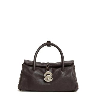 Zanellato Hobo Bags - Structured Brown Leather Handbag With Silver Lock - Gr. unisize - in Schwarz - für Damen