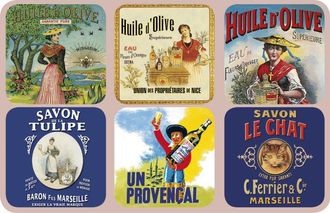 Kom Amsterdam French Classics FRANZOSICH Vintage Coaster Retro Werbung OLIVENOL UND SEIFEN