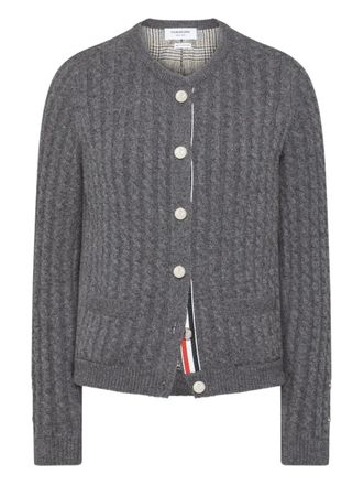 Thom Browne cardigan en maille torsad&eacute;e - Gris