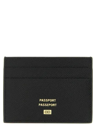Balenciaga Logo-Embossed Leather Card Case - Black