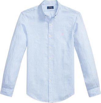 Polo Ralph Lauren Homme, Chemises, Bleu, Taille: 2XL Chemise Ray&eacute;e en Lin