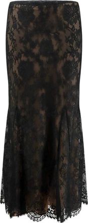 Self Portrait Femme, Jupes, Noir, Taille: 38 FR Jupe Midi en Dentelle
